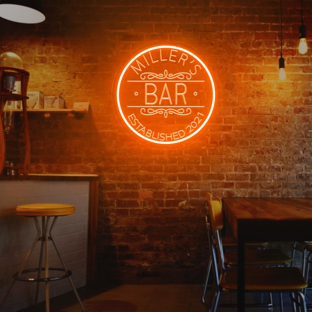 Custom Bar Neon Sign, Personalized Engraved Home Bar Led Neon Light ...