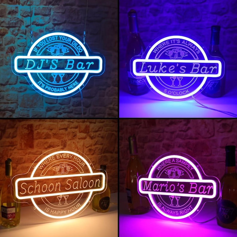 Custom Bar Neon Sign, Personalized LED Wall Decor - Etsy