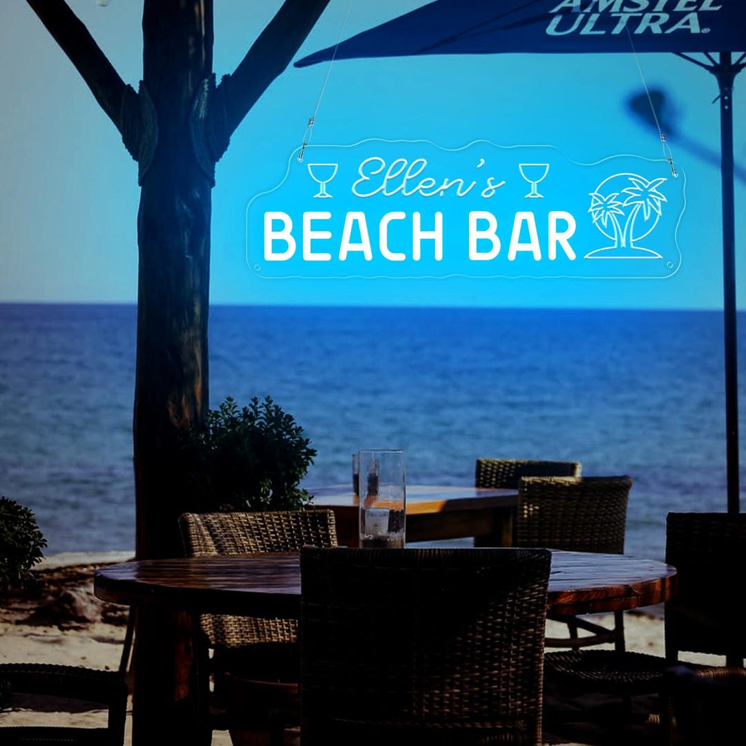 Custom Beach Bar Neon Sign: Personalized Tropical LED Light - Etsy