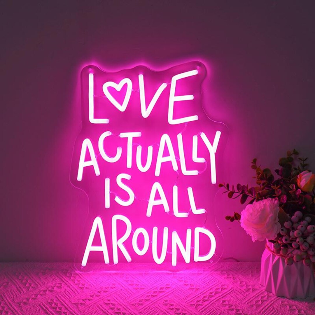 Love Actually is All Around Neon Sign,heart Valentine Trendy Retro Love ...
