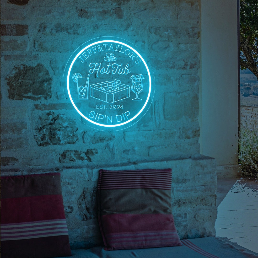 Personalized Hot Tub Neon Sign, Hot Tub Decor, Jacuzzi Signs, Custom ...
