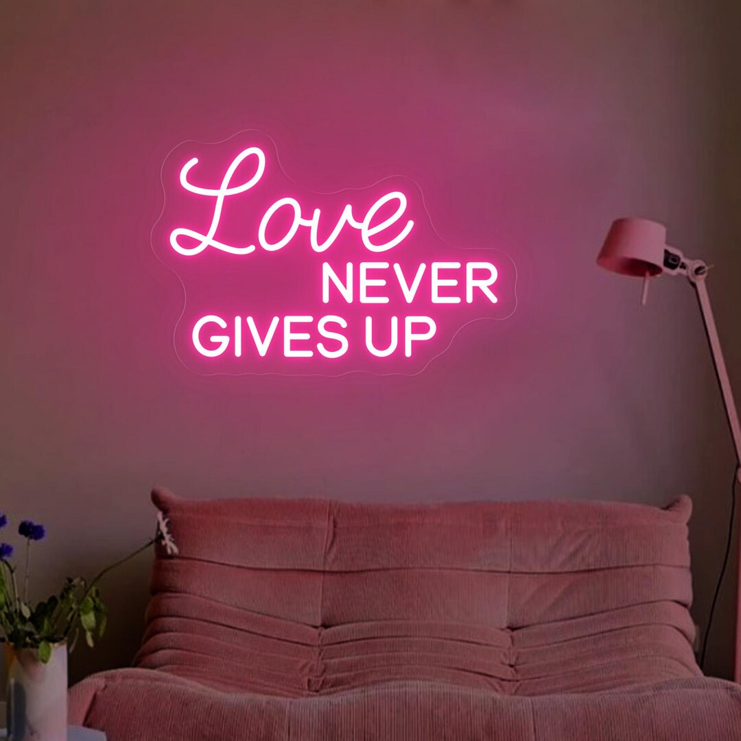 Love Never Gives up Neon Sign, Bible Verse Neon, Colorful Quote Wall ...