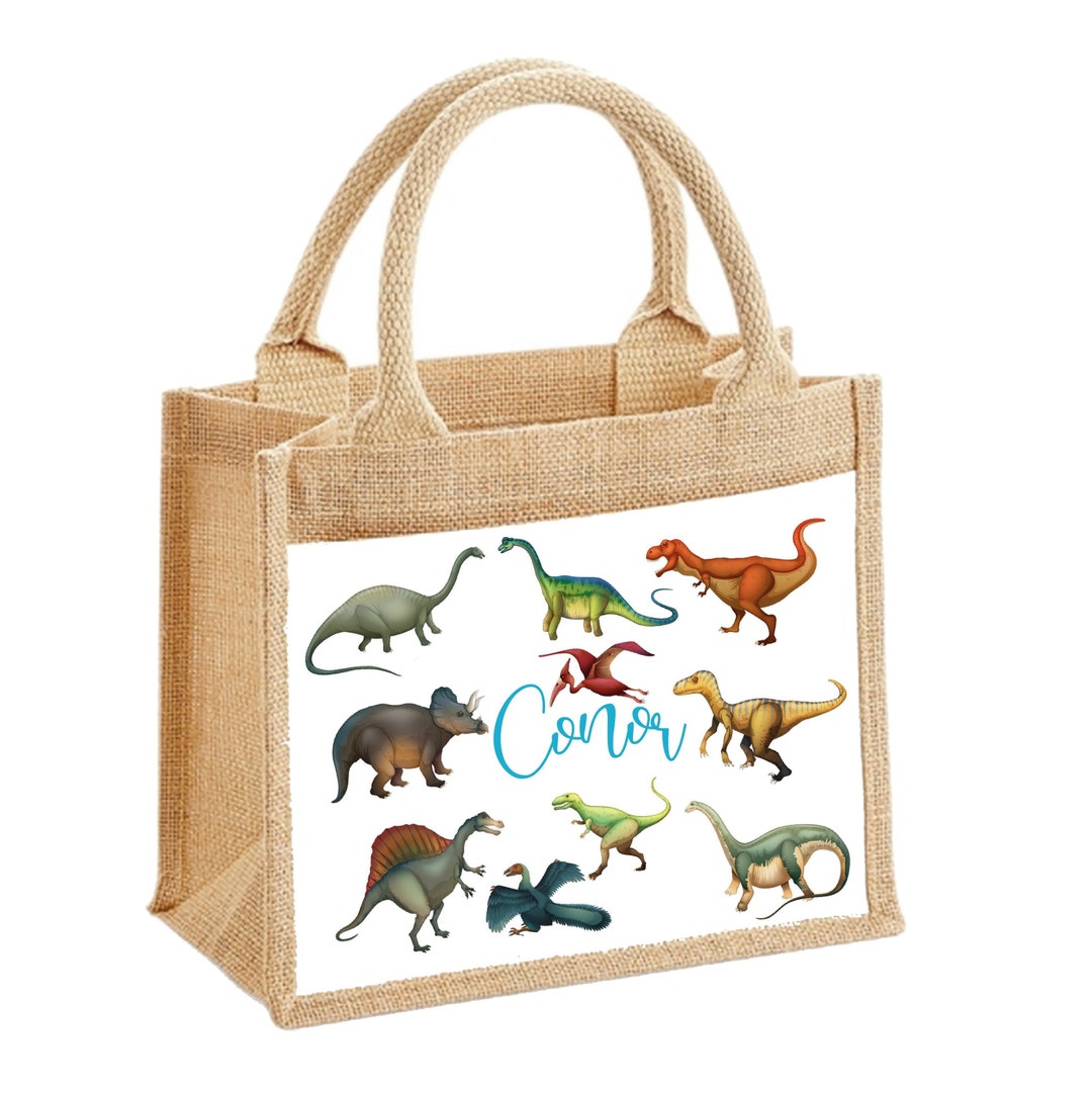 Personalized Jute Bag | Gift Bag | Dinosaur Bag | Reusable Bags ...