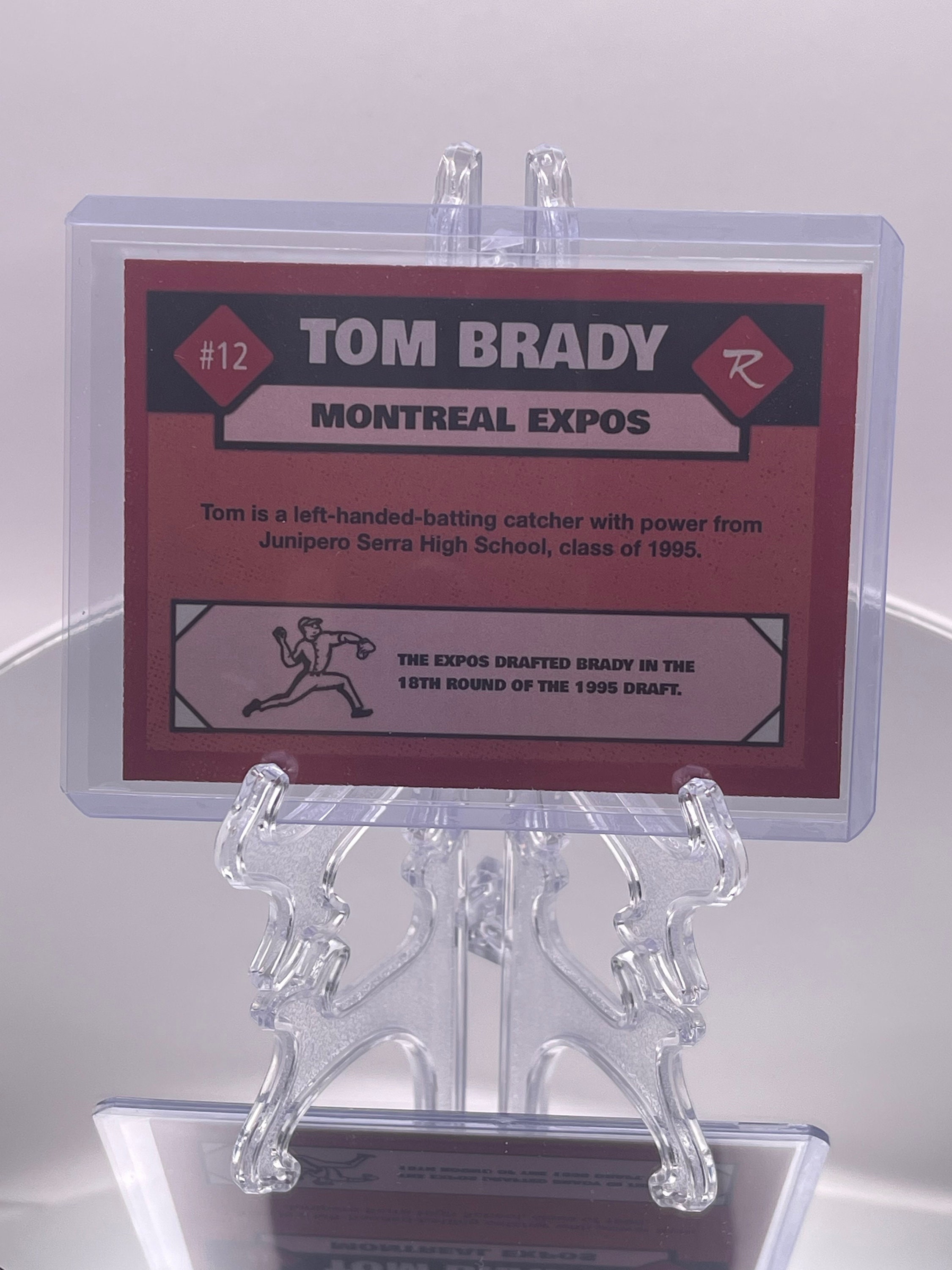 Tom Brady Baseball Card #12 ROOKIE CARD - Montreal Expos 1995 Draft ...