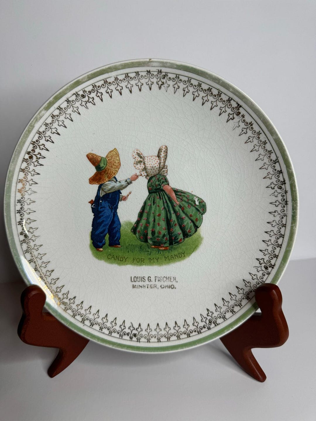 1910 "candy for Mandy" W/gold Trim Plate STAMPED Louis G. Fischer ...