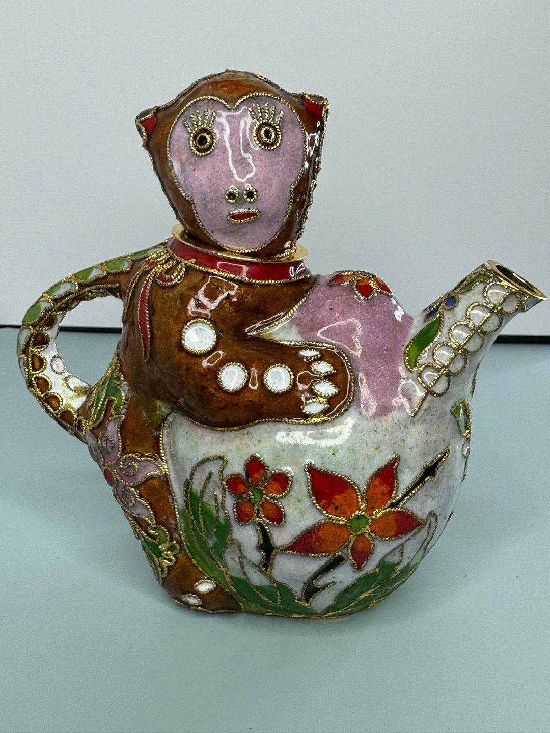 Vintage Cloisonne Enamel and Metalware Wire Colorful Monkey Artistic ...