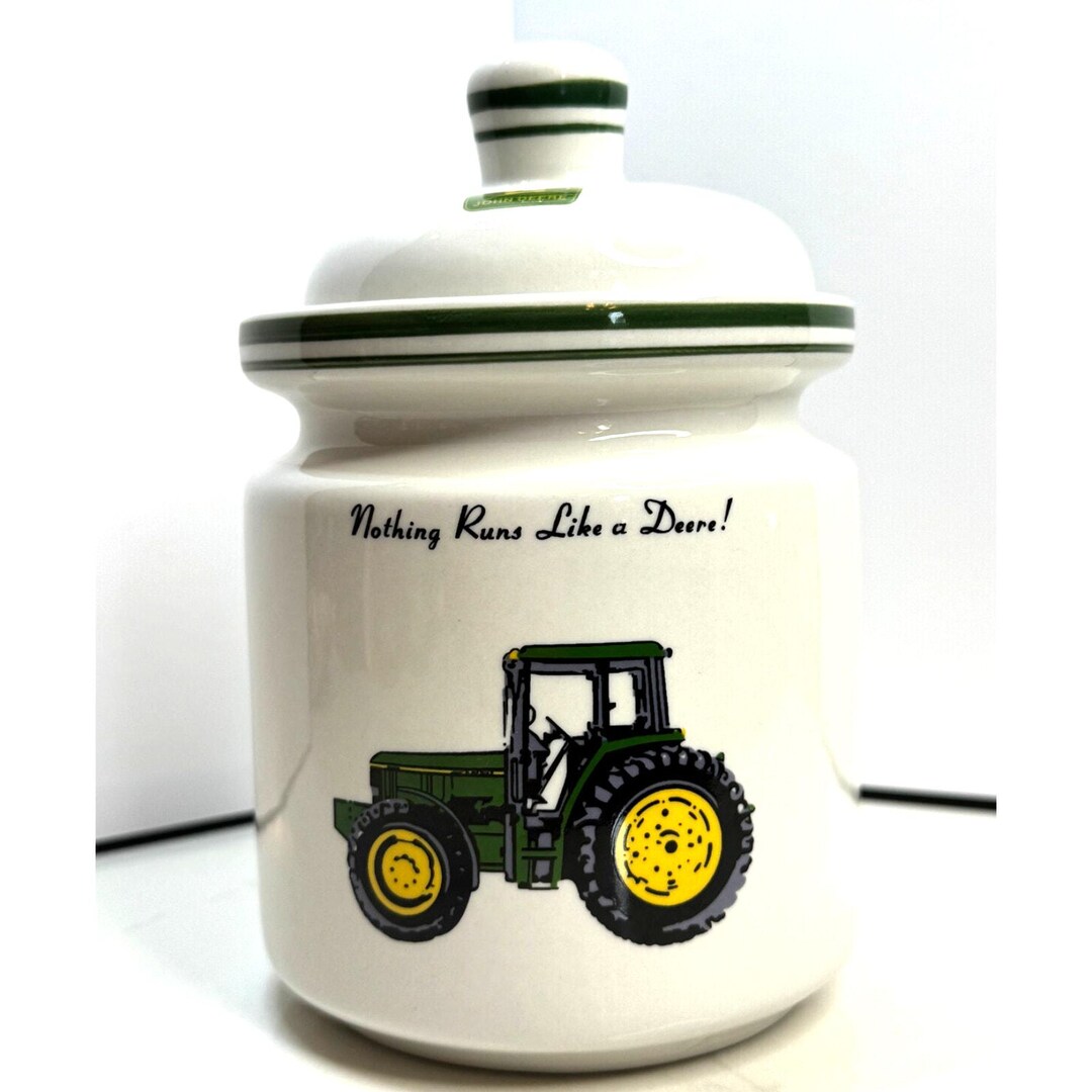 Licensed John Deere Tractor 7.5" Ceramic Canister Cookie Jar W/lid - Etsy