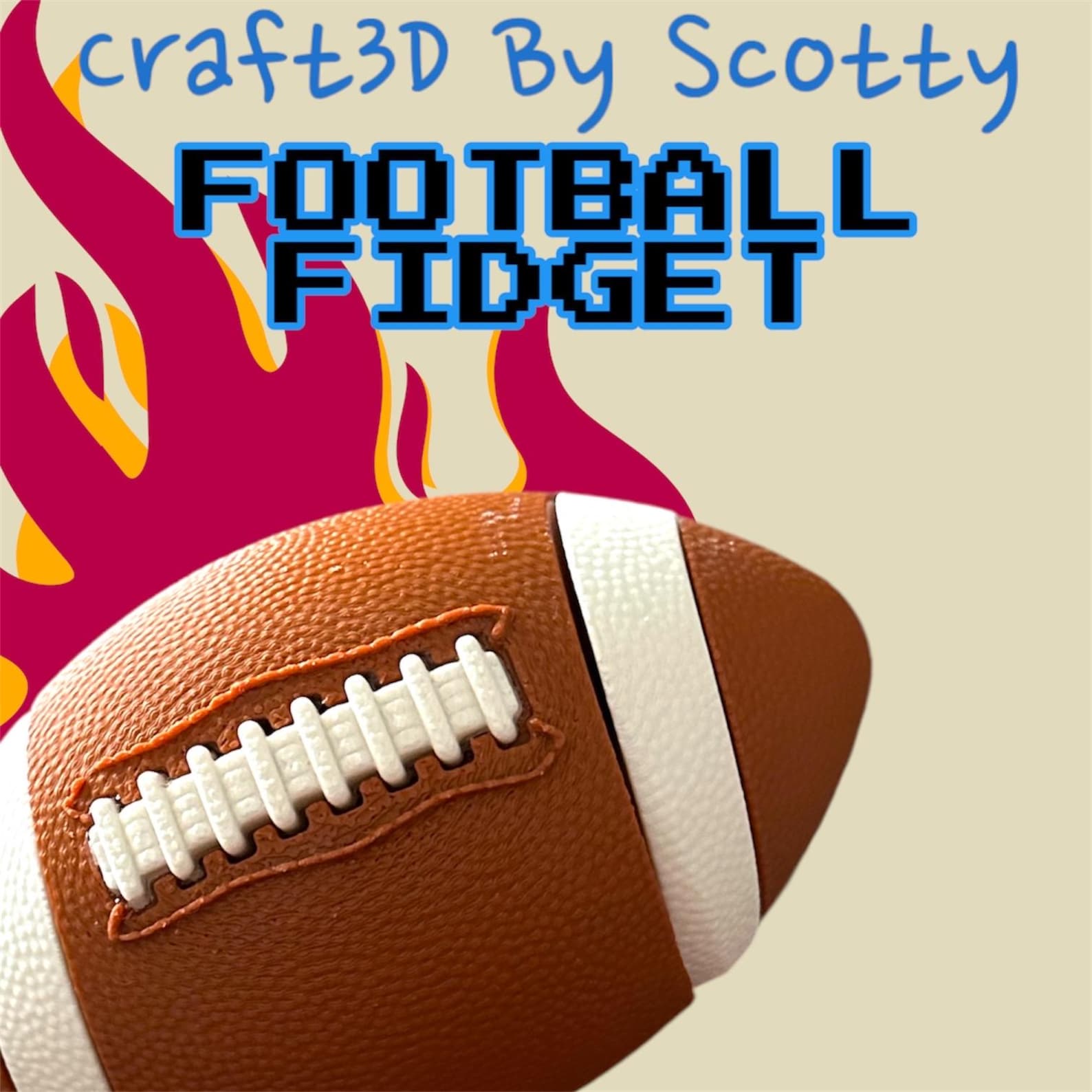 3D Printed Custom Football Fidget | Personalized Team Colors & Names ...