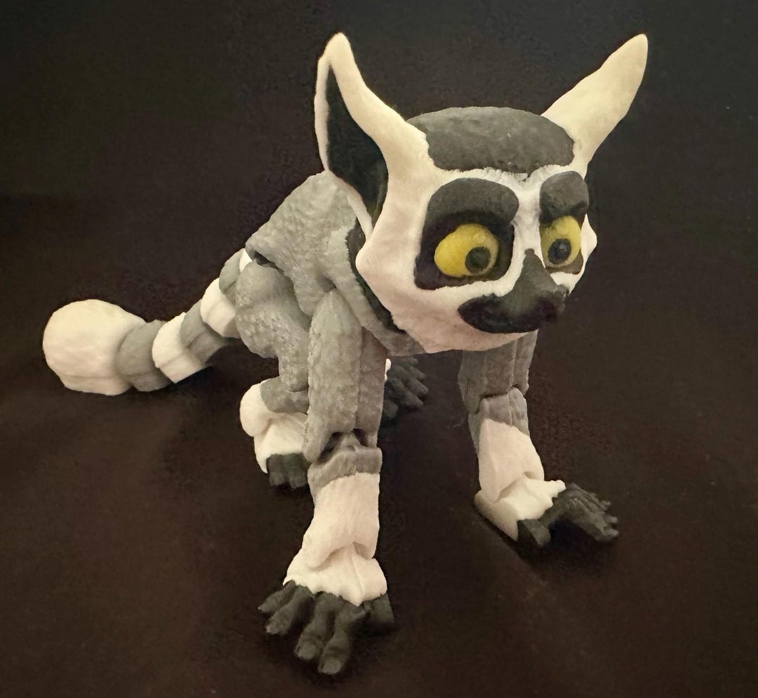 Articulated 3D Printed Lemur Figurine – Fun, Poseable Jungle Animal Toy ...