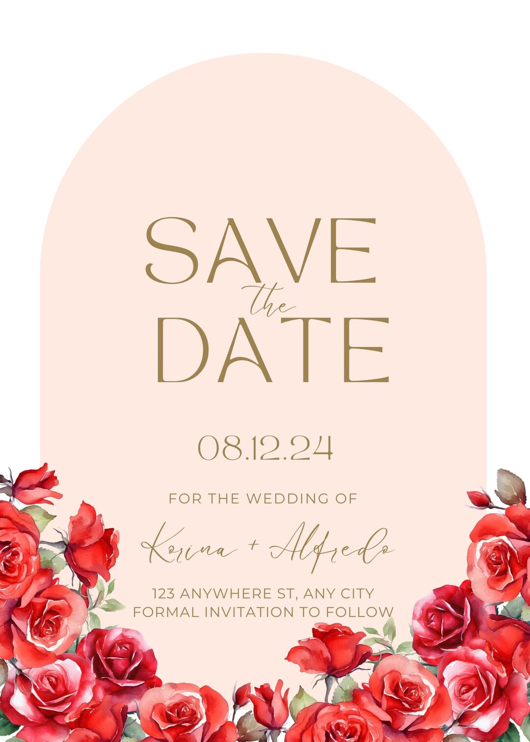 Save the Date Red Roses - Etsy