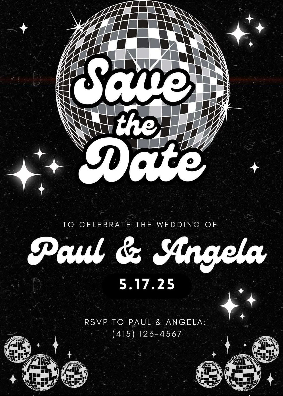 Save the Date Disco Ball Template - Etsy