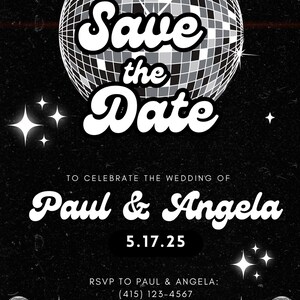 Save the Date Disco Ball Template - Etsy