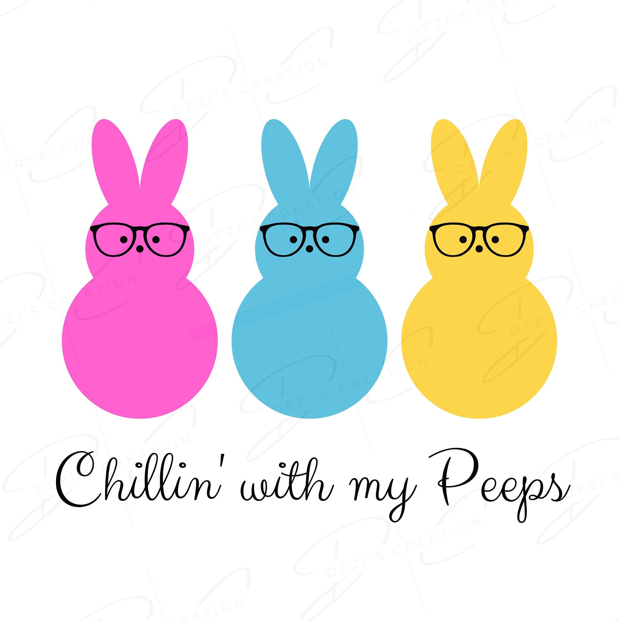 Chillin With My Peeps, Nerd Bunnies With Glasses Digital File - Svg ...