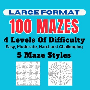 100 Large Format Mazes for Adults and Seniors - 5 Types of Mazes With 4 ...