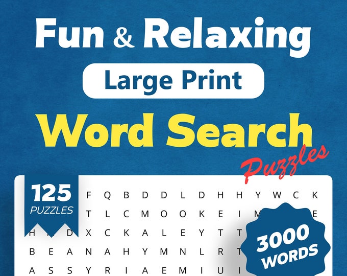 Fun & Relaxing Large Print Word Search Puzzles for Adults and Seniors ...