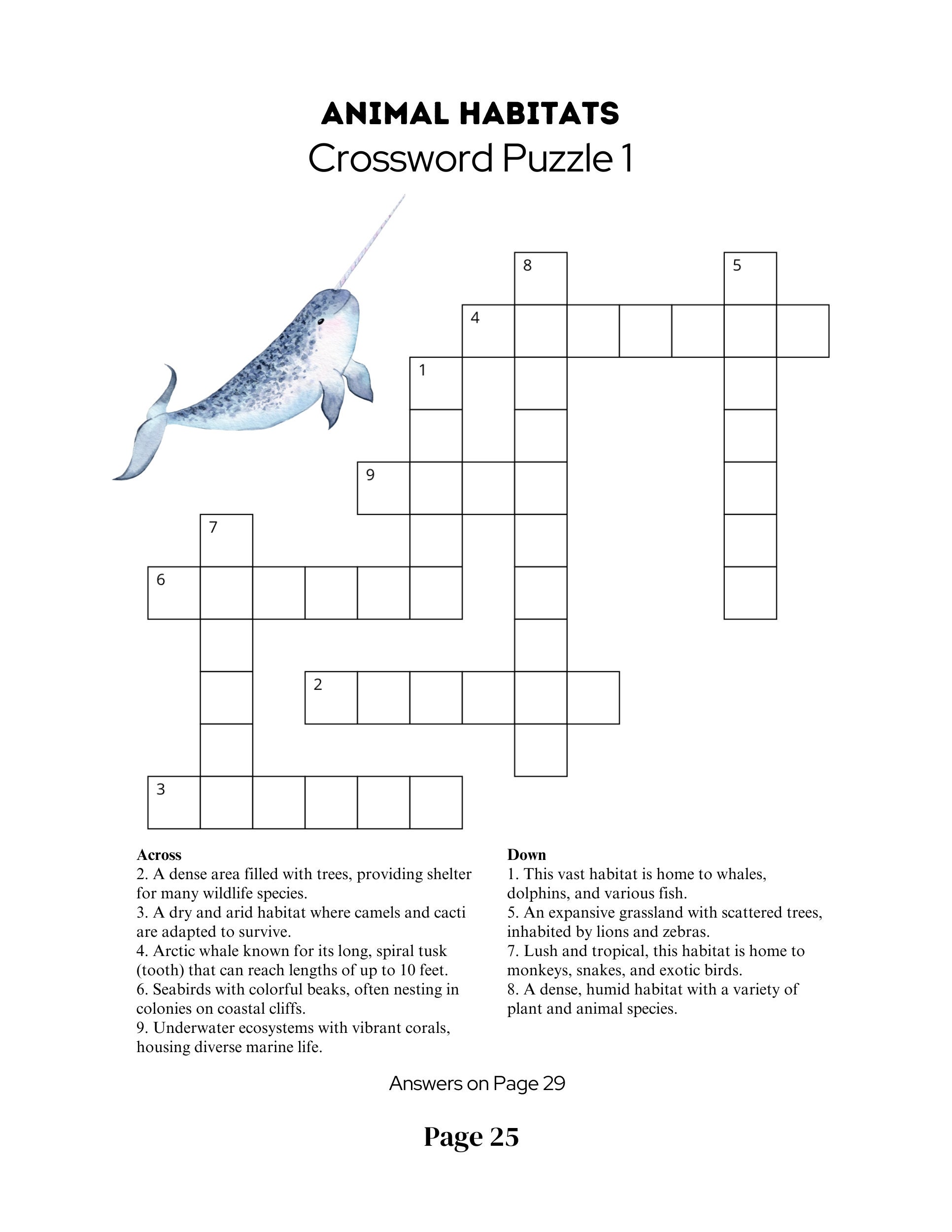 Amazing Animals Trivia and Activity Pages | Set 2 - Animal Habitats - Etsy