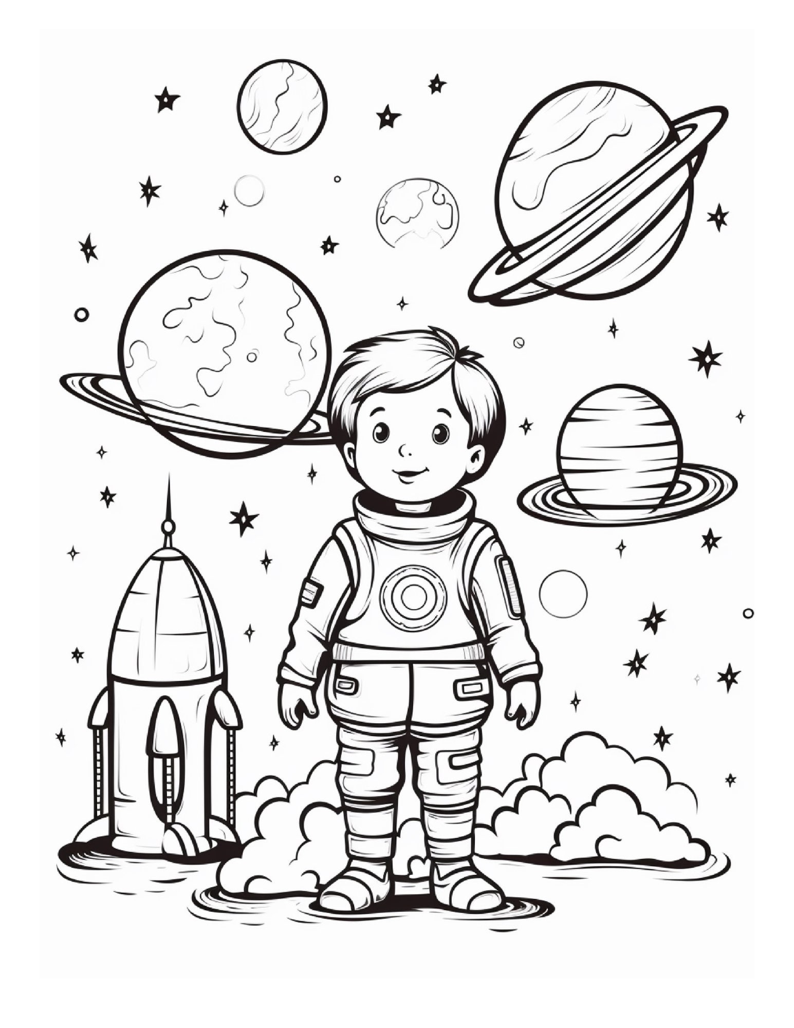 Kids in Space Coloring Pages — Digital Download - Etsy