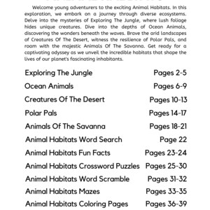 Amazing Animals Trivia and Activity Pages | Set 2 - Animal Habitats - Etsy