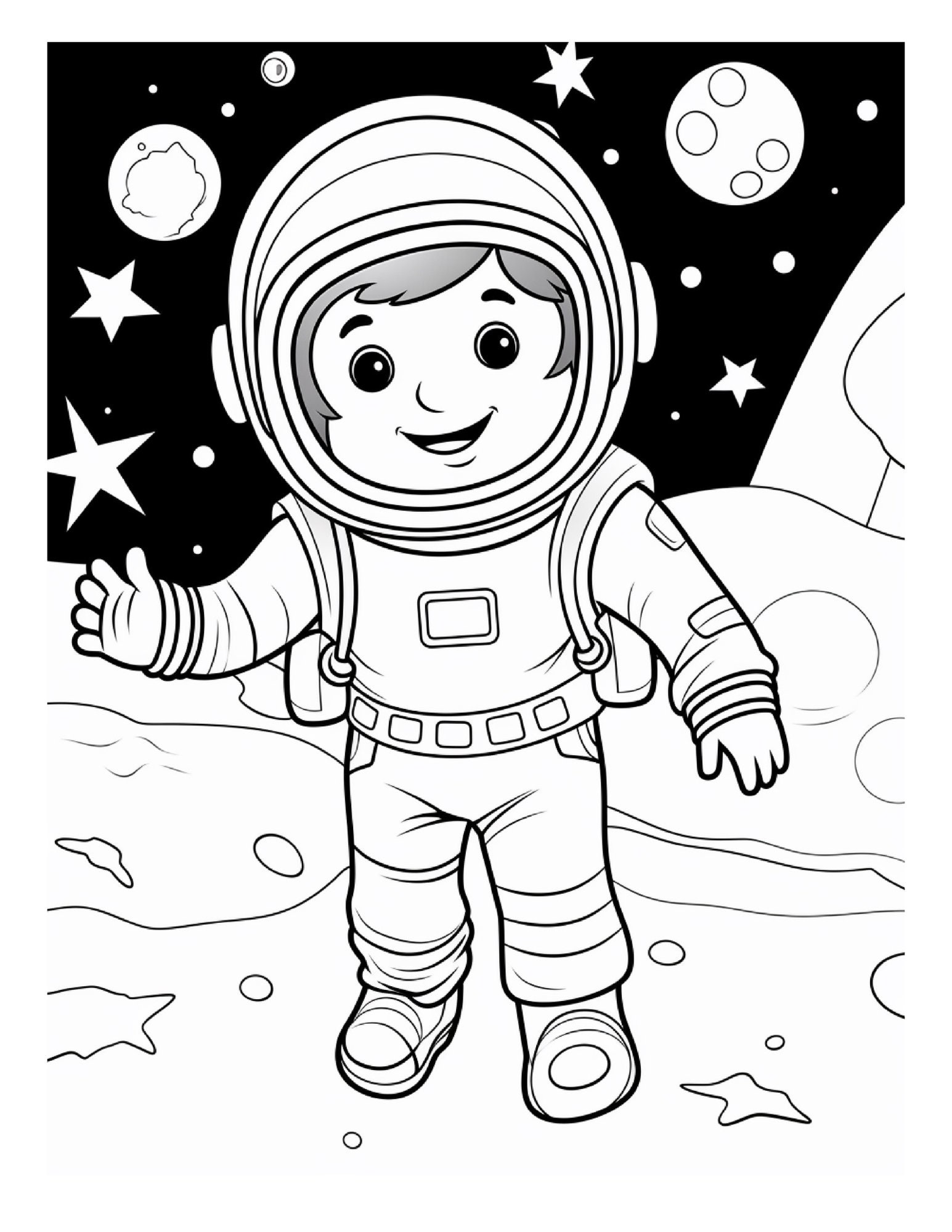Kids in Space Coloring Pages — Digital Download - Etsy