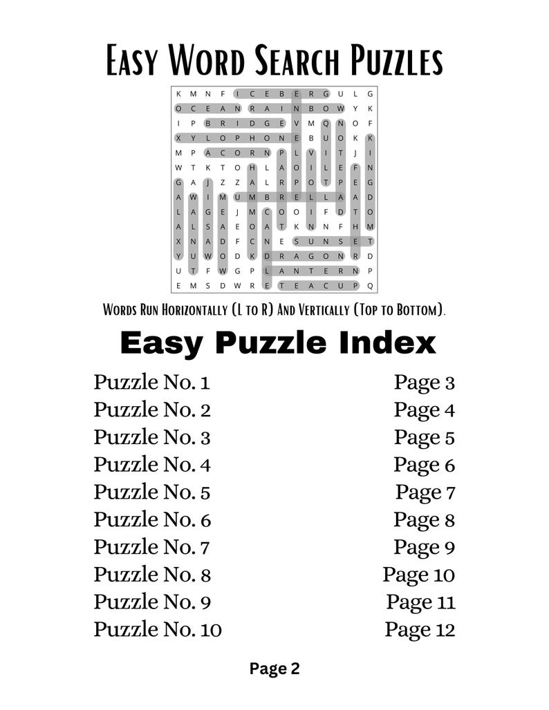 50 Random Word Search Puzzles for Adults & Seniors -- Digital Download ...