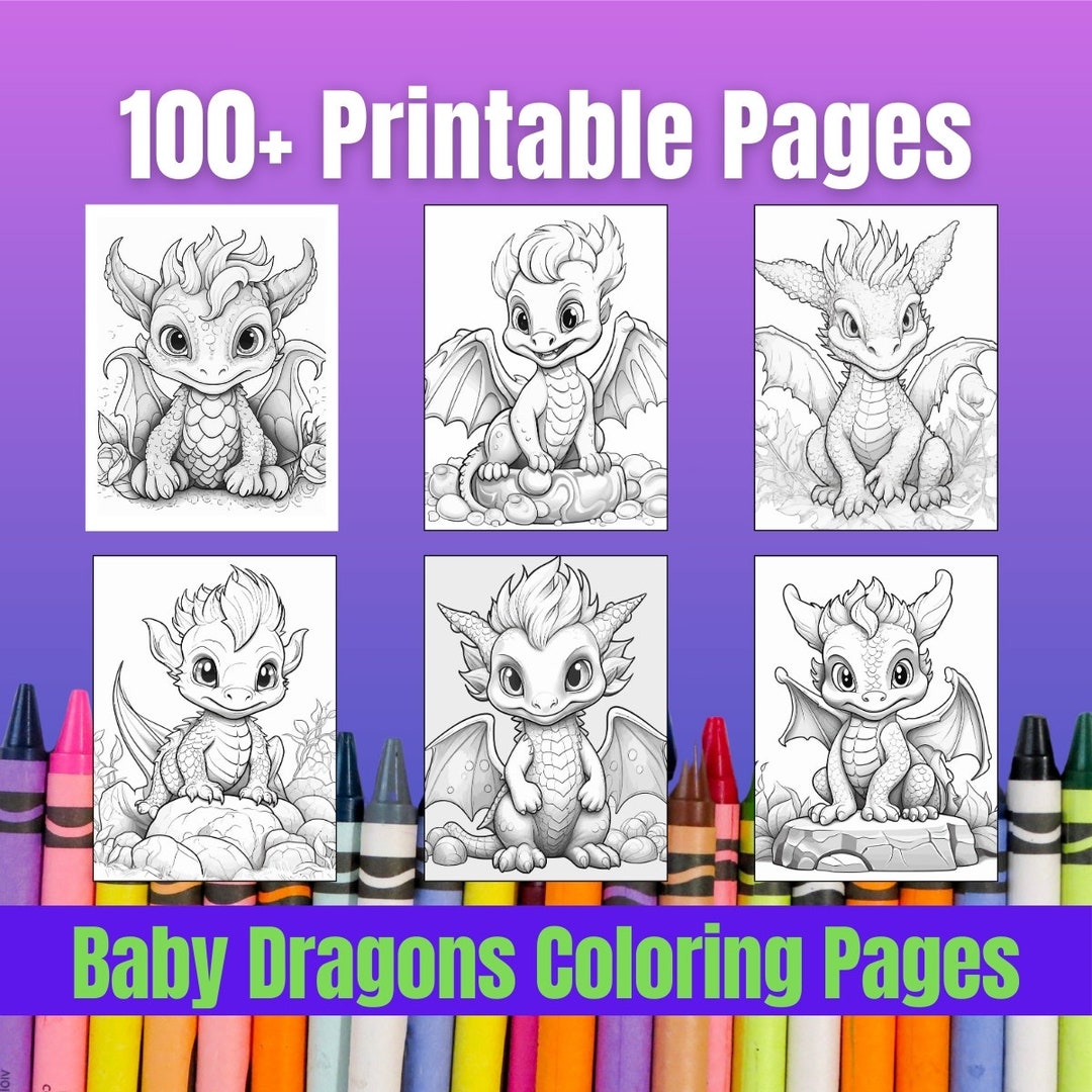 Baby Dragons Coloring Pages for Kids & Adults - Etsy