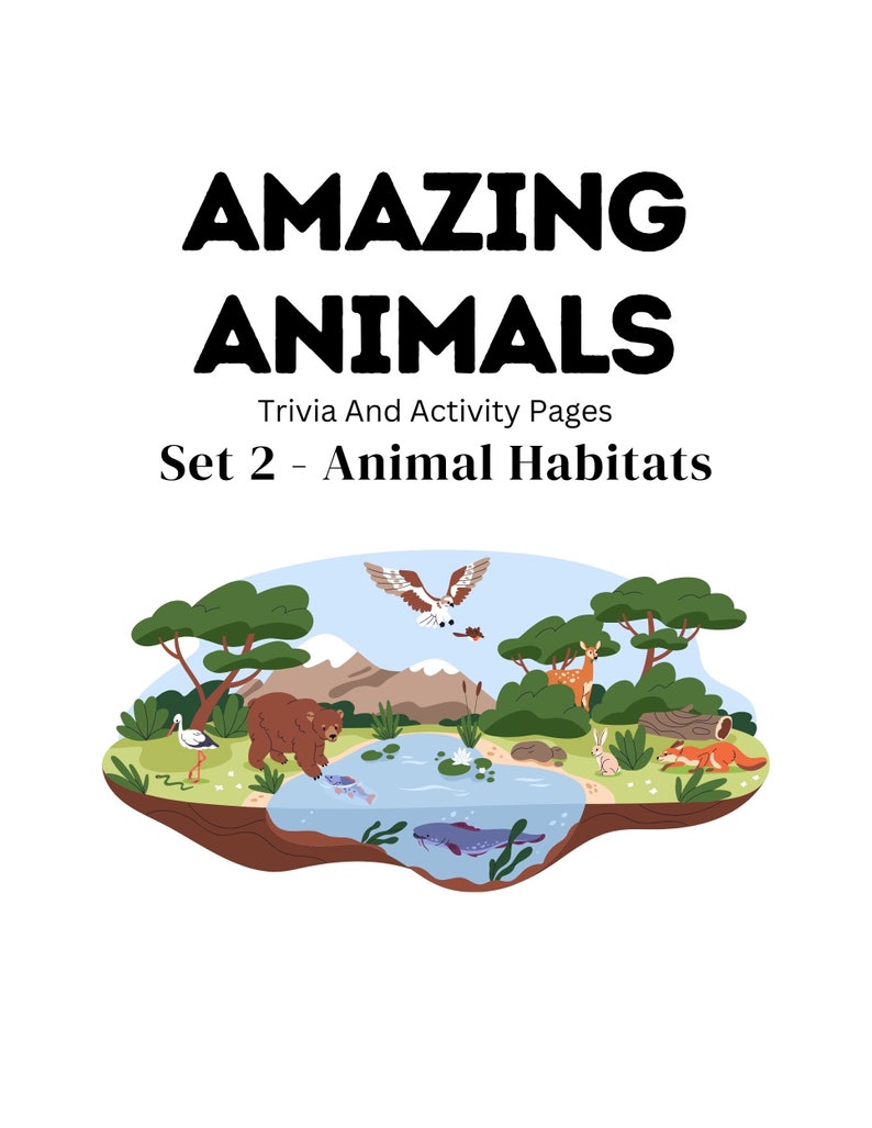 Amazing Animals Trivia and Activity Pages | Set 2 - Animal Habitats - Etsy