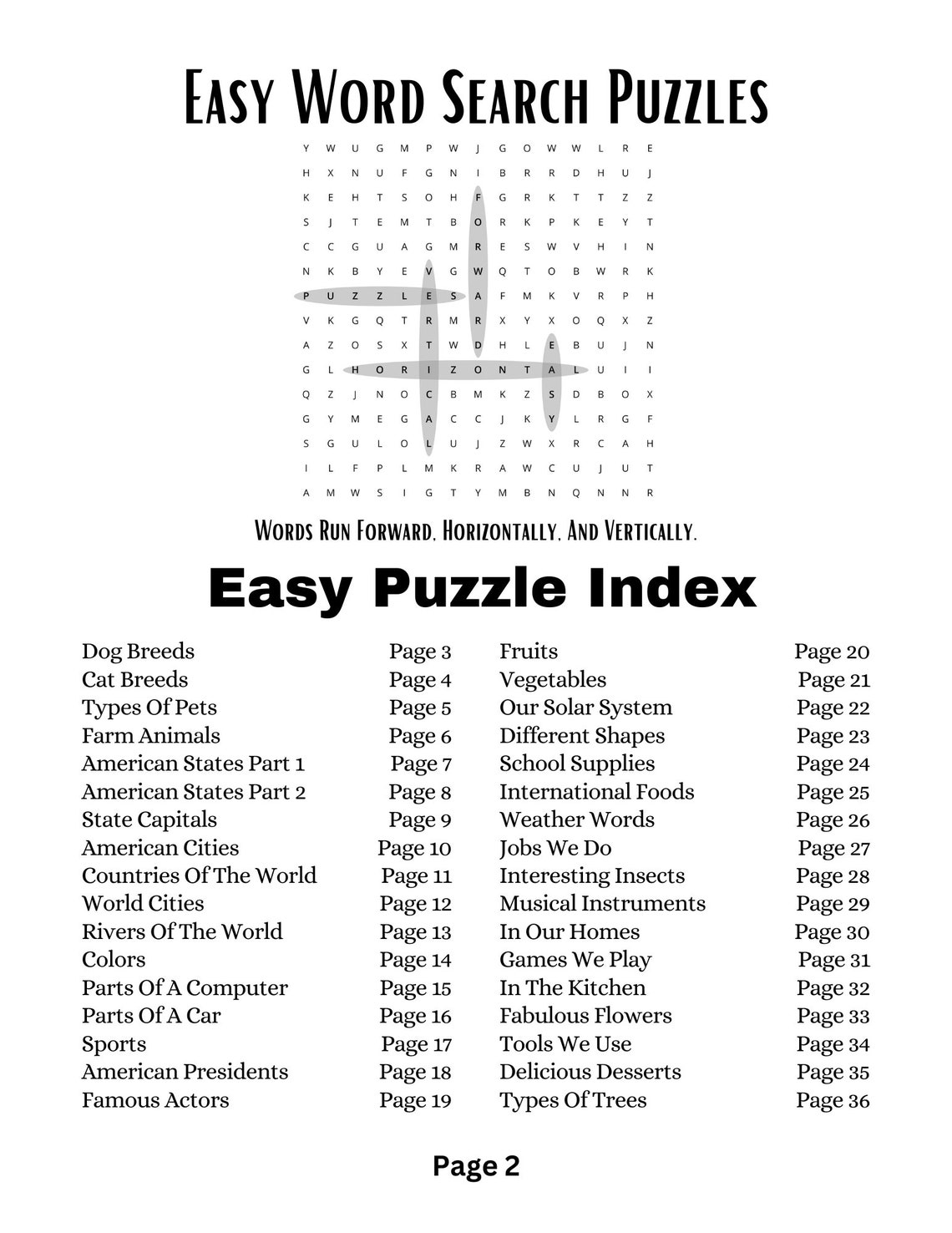 Fun & Relaxing Large Print Word Search Puzzles for Adults and Seniors ...