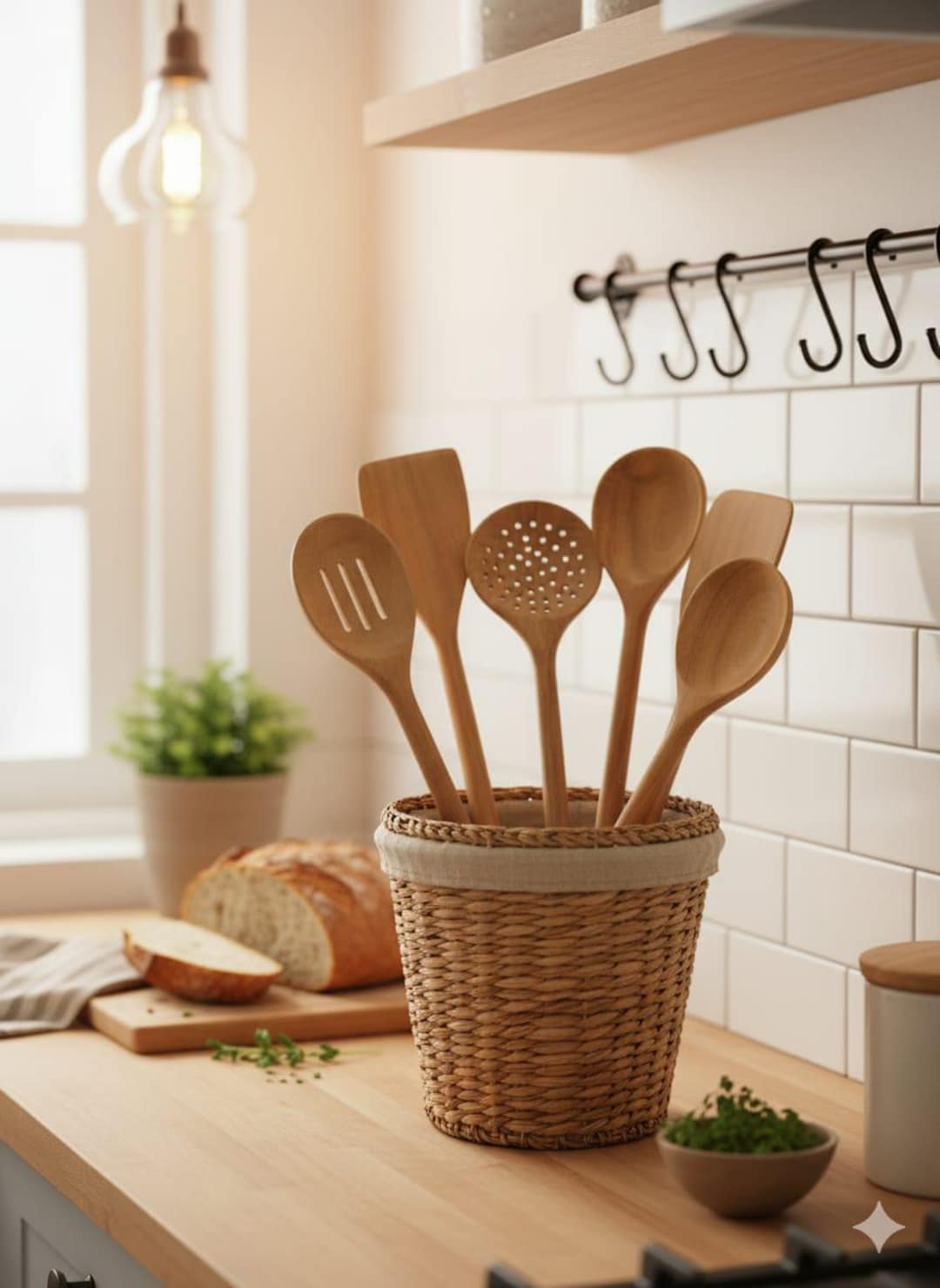 Handmade Wooden Cooking Utensils Set | Rustic Farmhouse Kitchen Decor ...