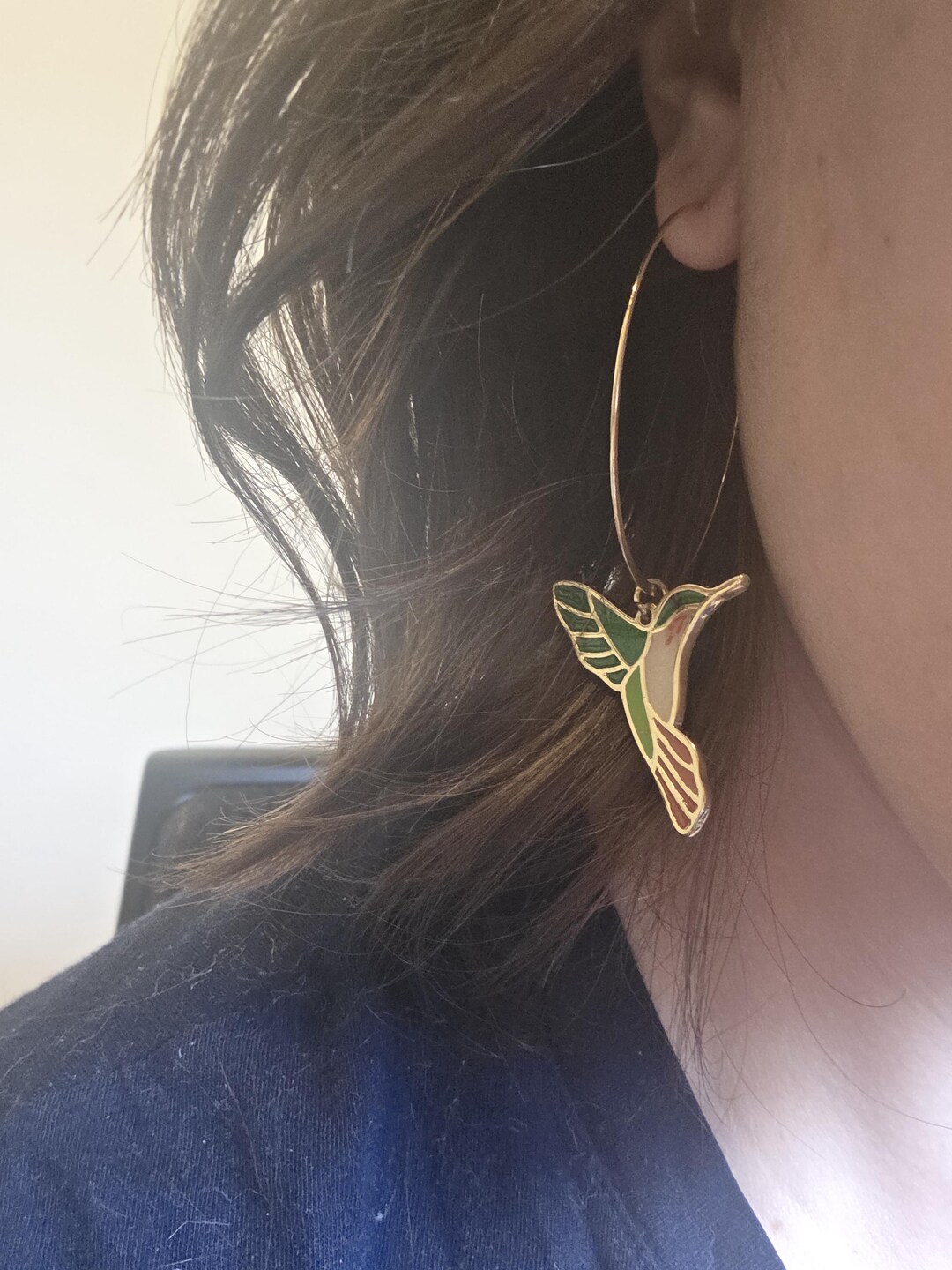 Hummingbird Hoop Earrings - Etsy