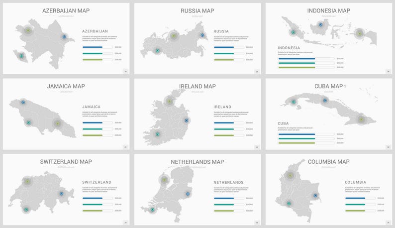New Custom Editable Map Powerpoint Template, World Map Powerpoint Fully ...
