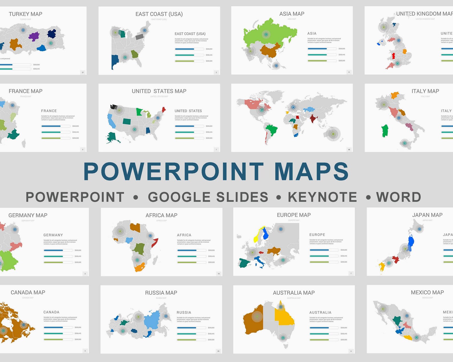 New Custom Editable Map Powerpoint Template, World Map Powerpoint Fully ...