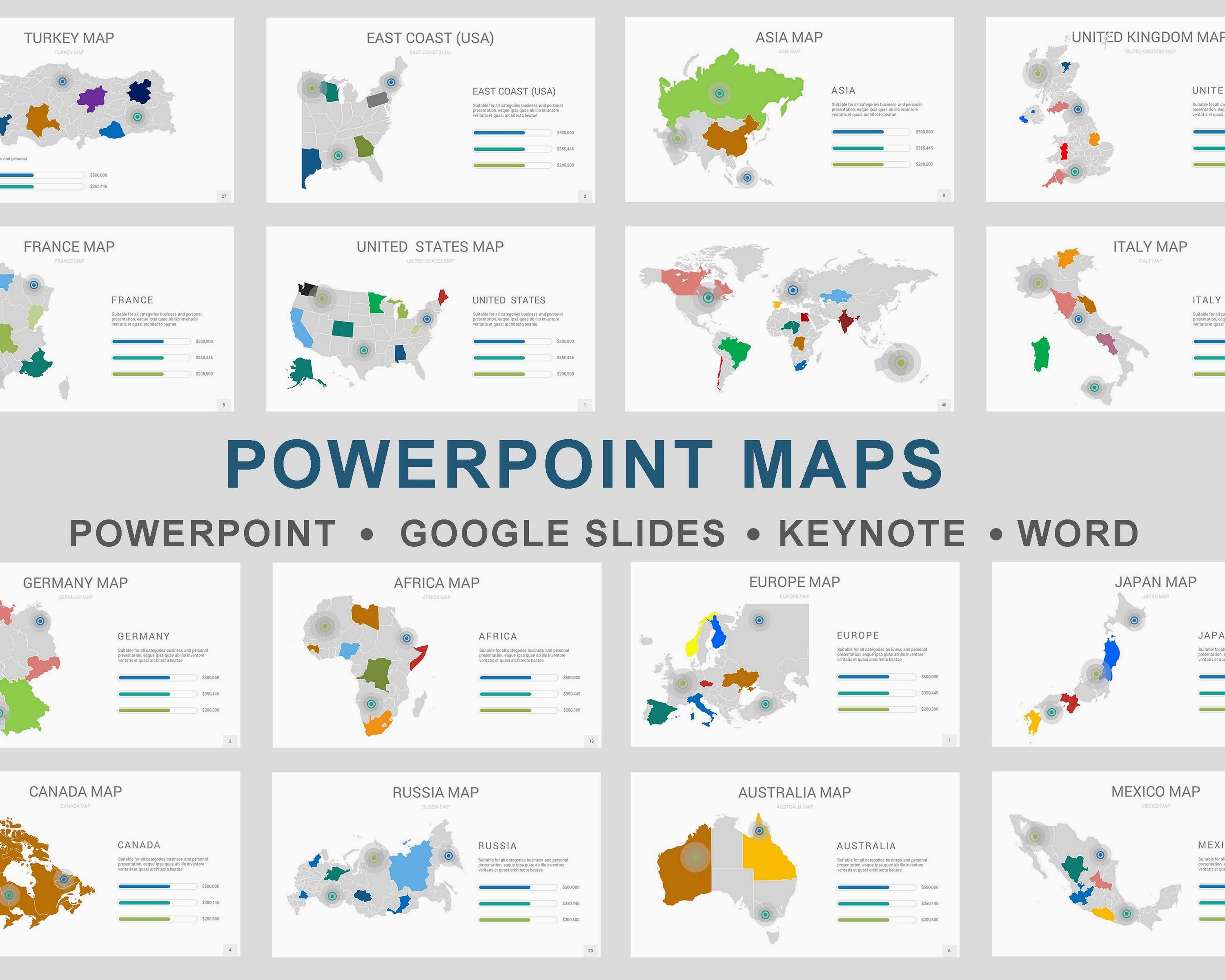 New Custom Editable Map Powerpoint Template, World Map Powerpoint Fully ...