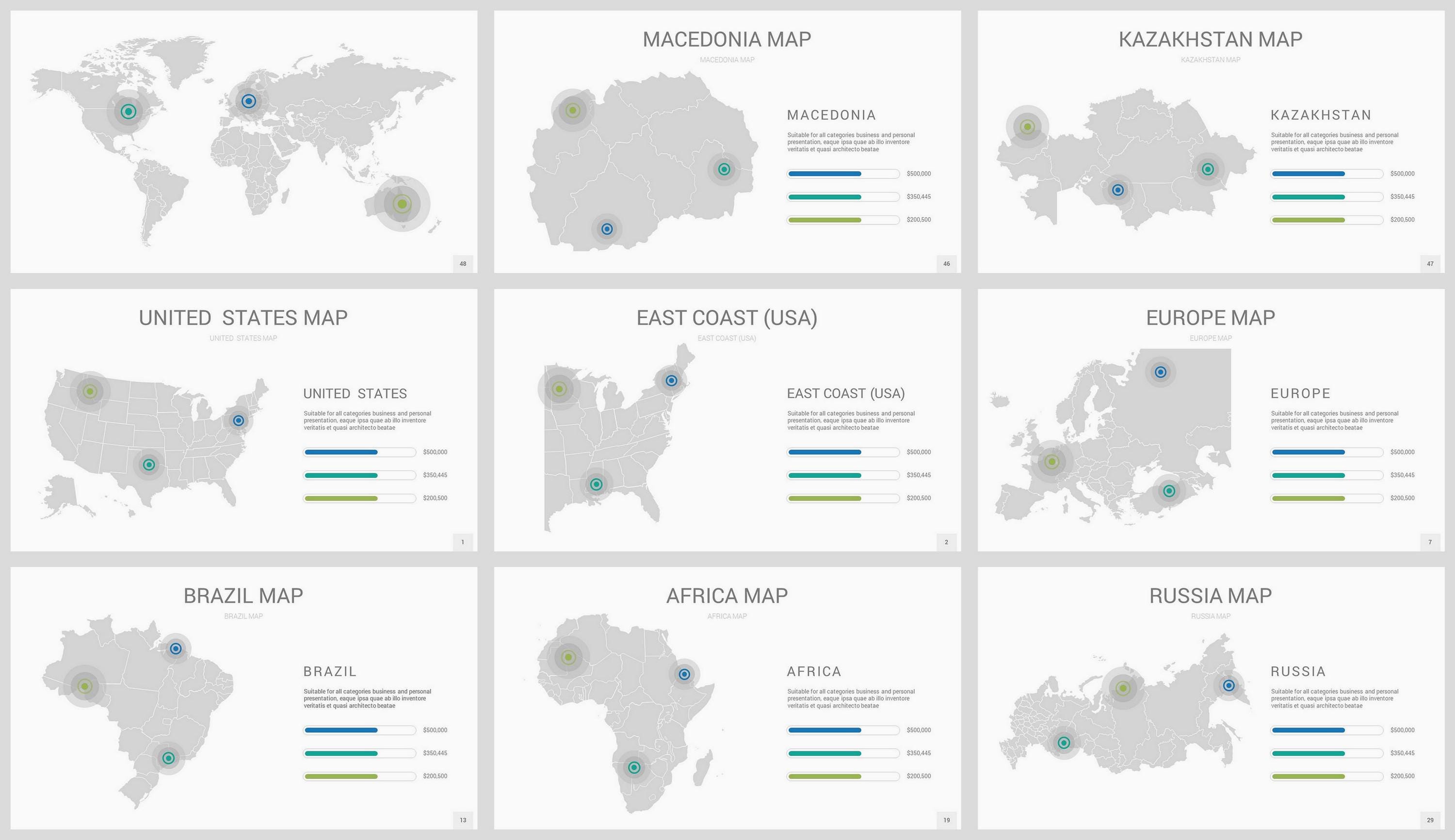 New Custom Editable Map Powerpoint Template, World Map Powerpoint Fully ...
