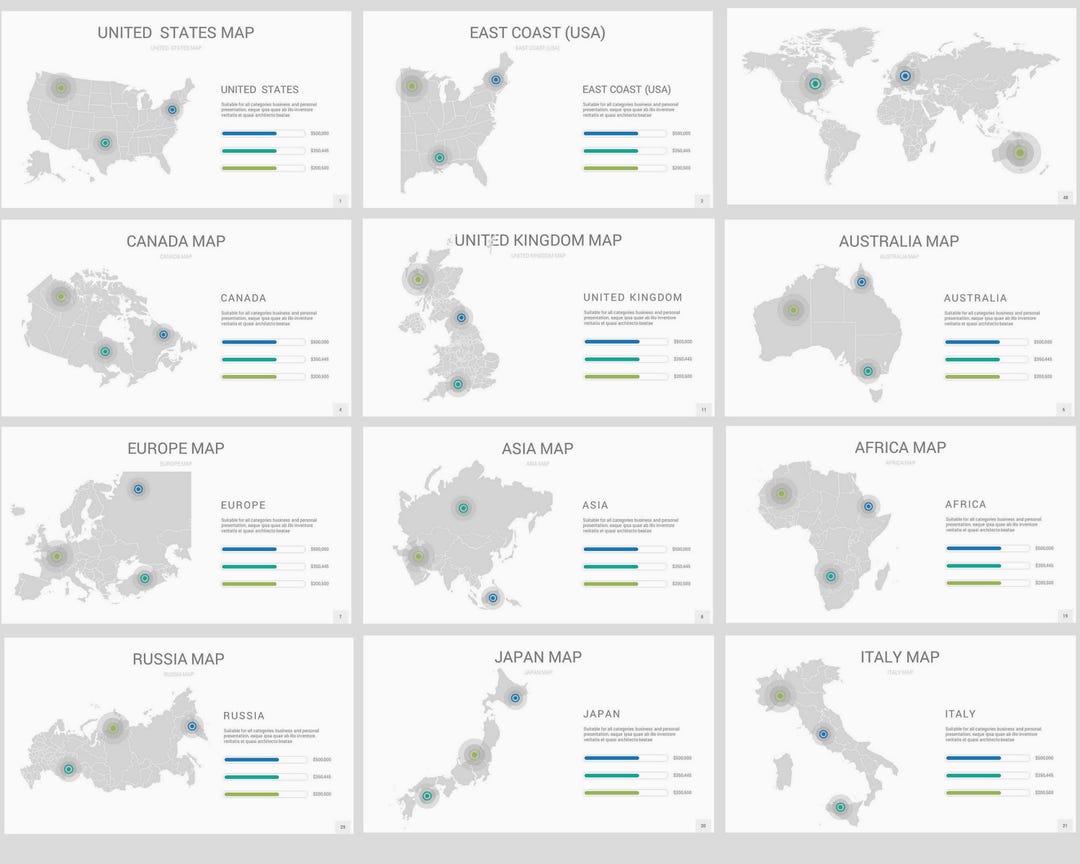 New Custom Editable Map Powerpoint Template, World Map Powerpoint Fully ...