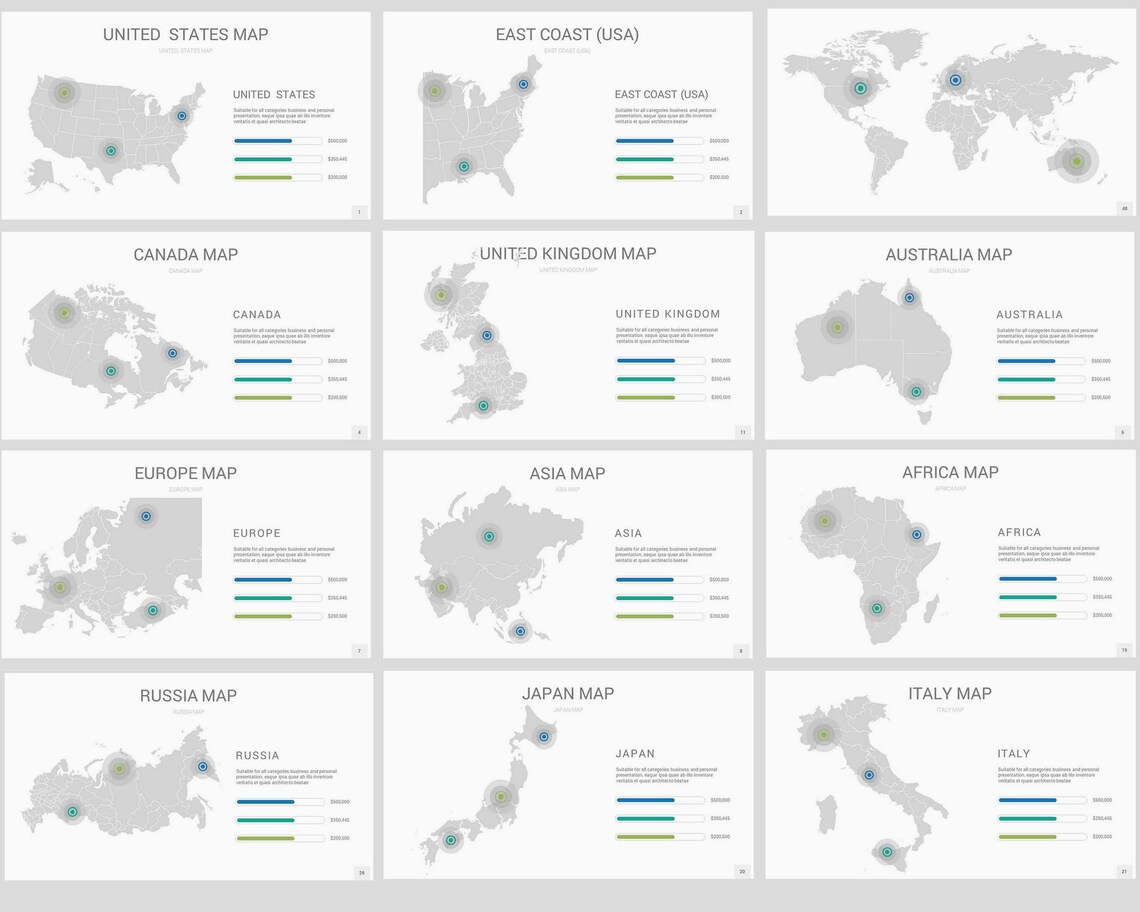 New Custom Editable Map Powerpoint Template, World Map Powerpoint Fully ...