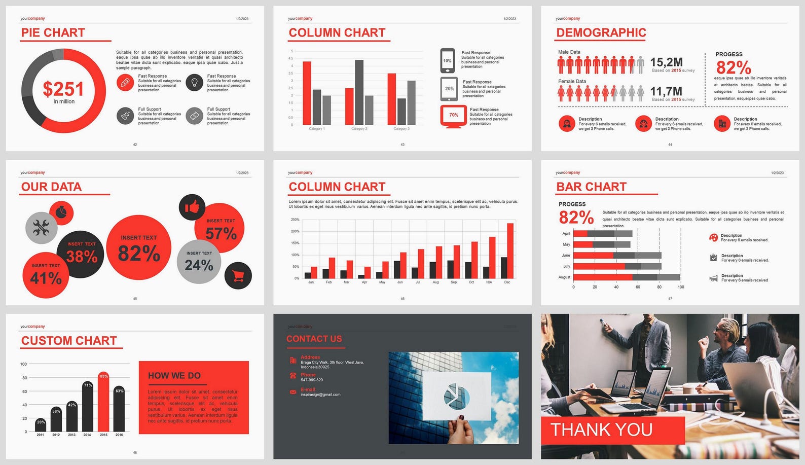 New Custom Powerpoint Template Minimalist, Red Powerpoint Template ...
