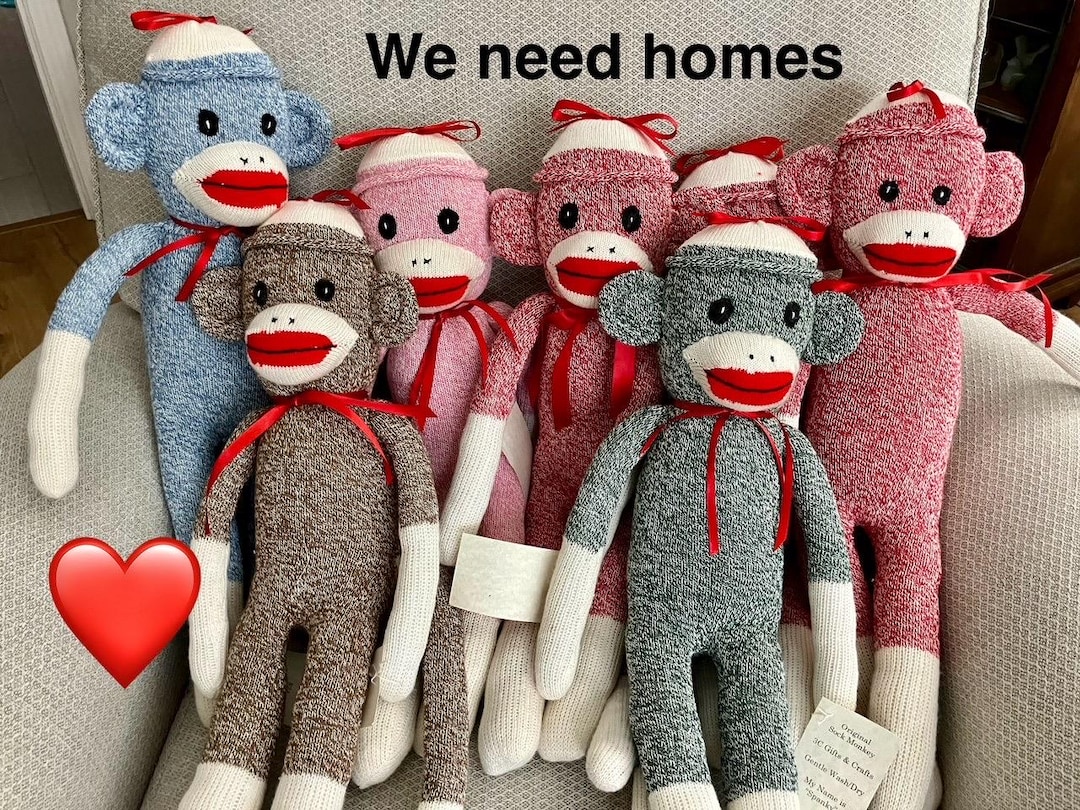 Handmade Sock Monkey: Classic Red Heel Design, 18" Plush Toy. - Etsy
