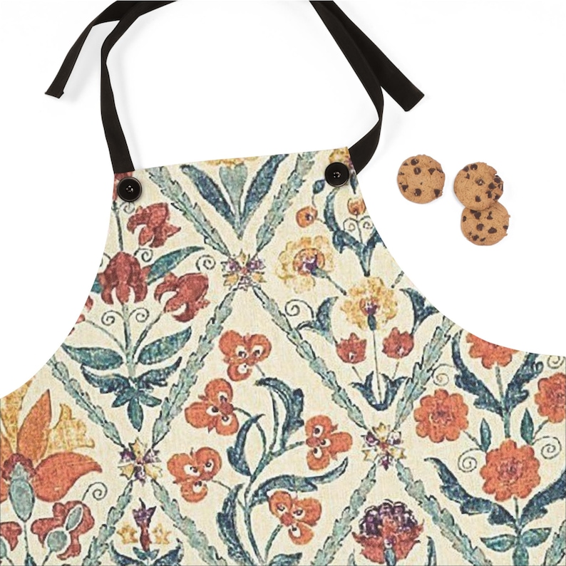 Vintage Floral Tile Apron | Boho Kitchen Apron, Watercolor Flower ...