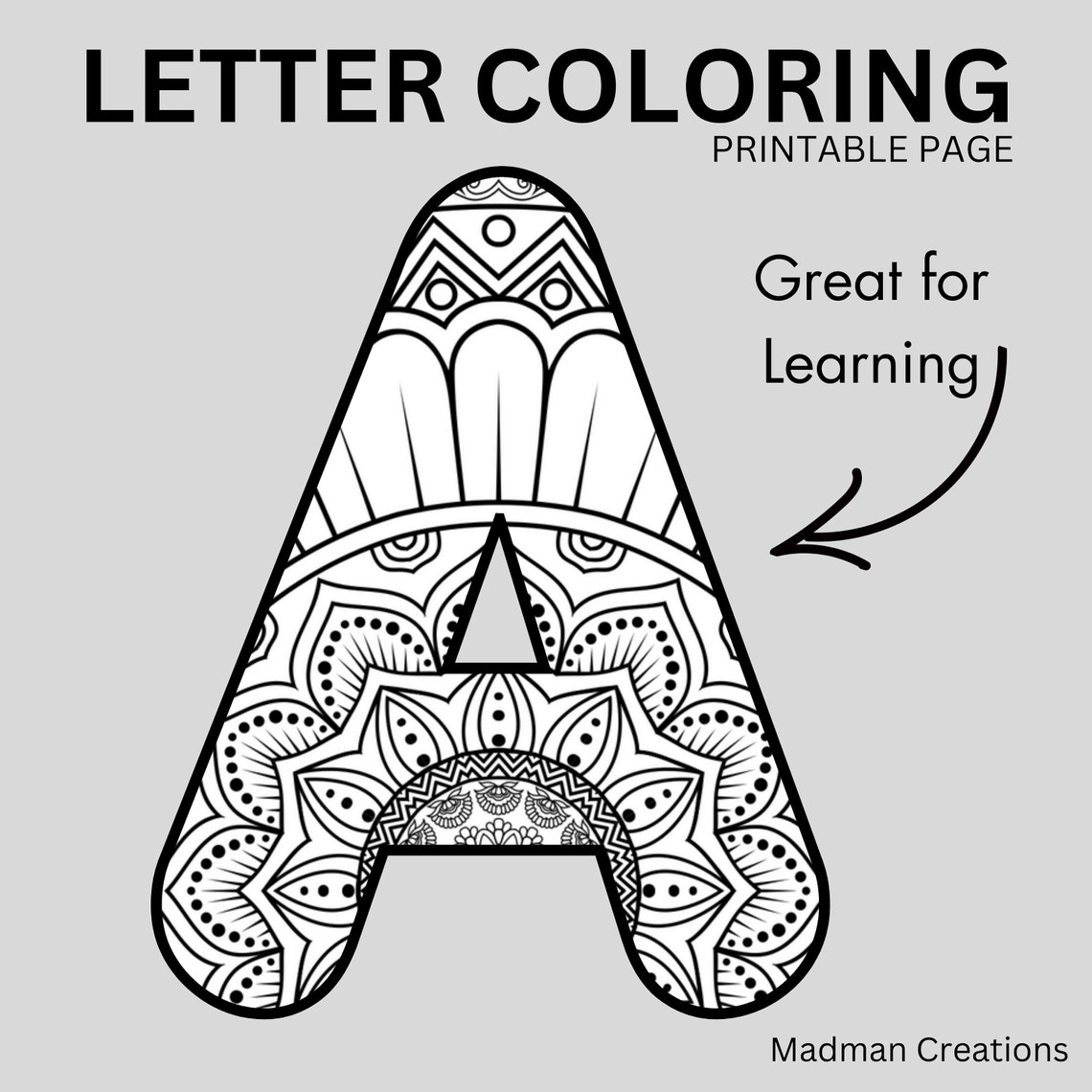 Mandala Alphabet Coloring Pages. Letter Coloring. Printable Letter ...