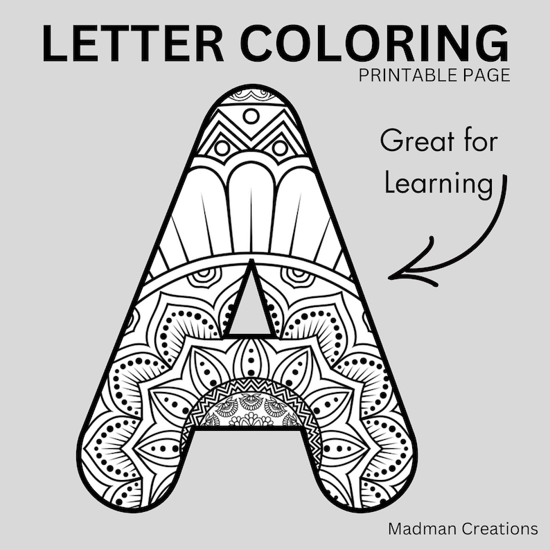 Mandala Alphabet Coloring Pages. Letter Coloring. Printable Letter ...