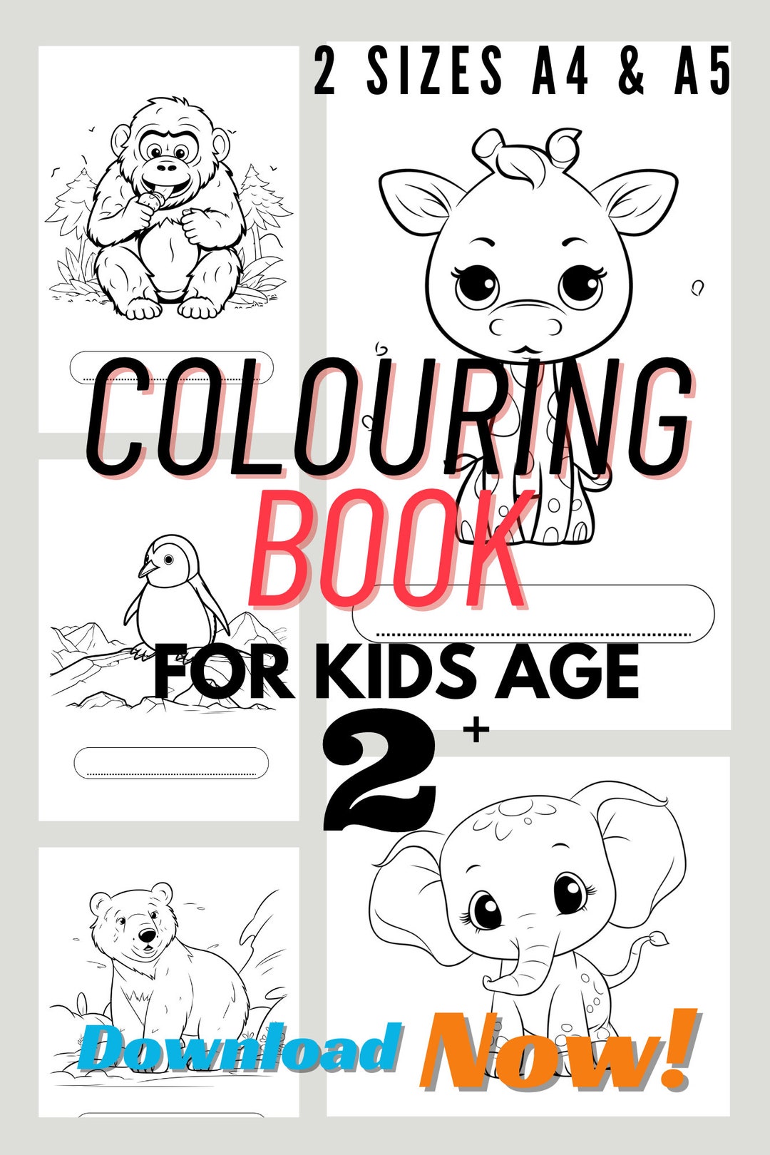 Animal Coloring Book Baby Shower Game | Digital Download, Printable ...