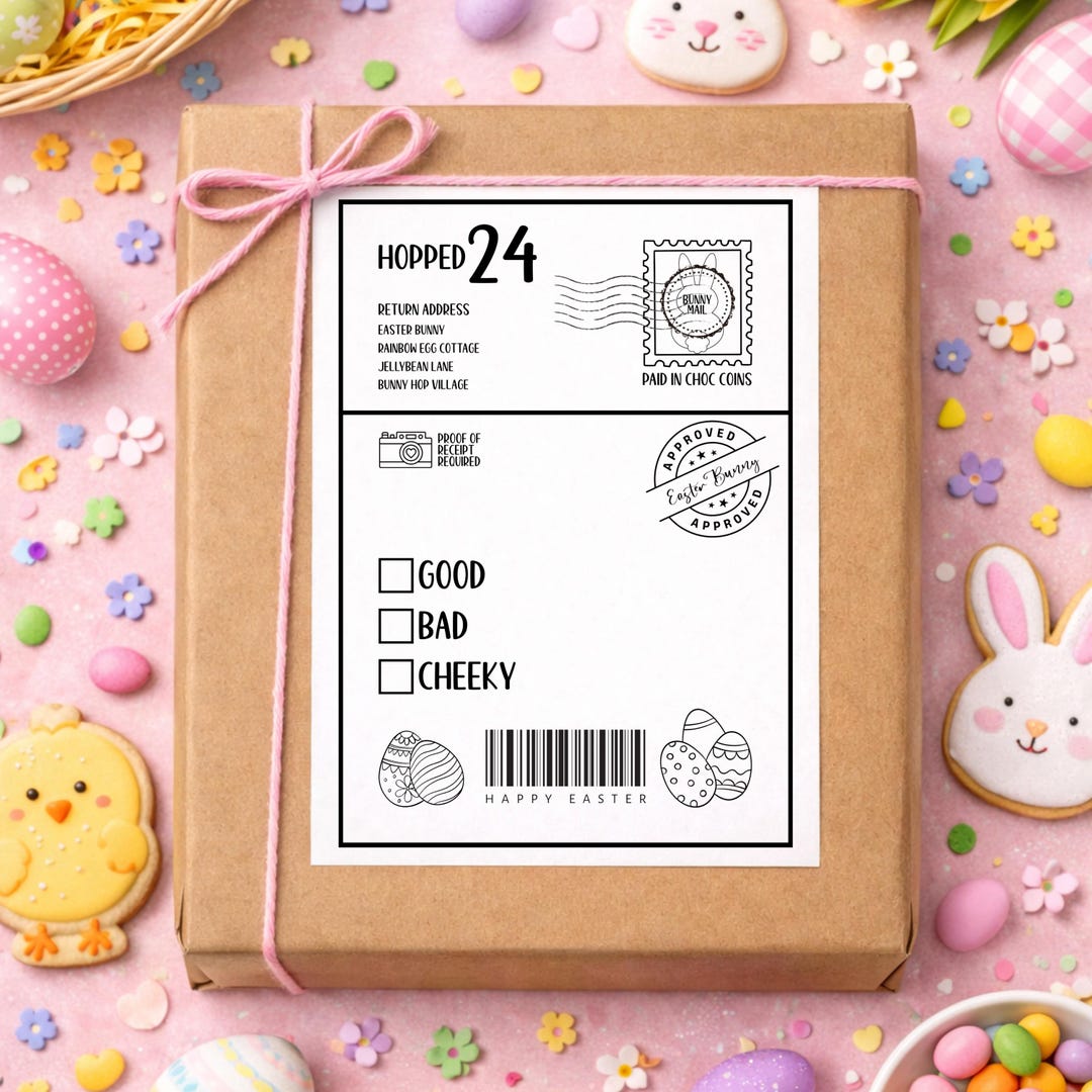 Personalised Easter Bunny Shipping Label, Printable Gift Tag, Fun ...