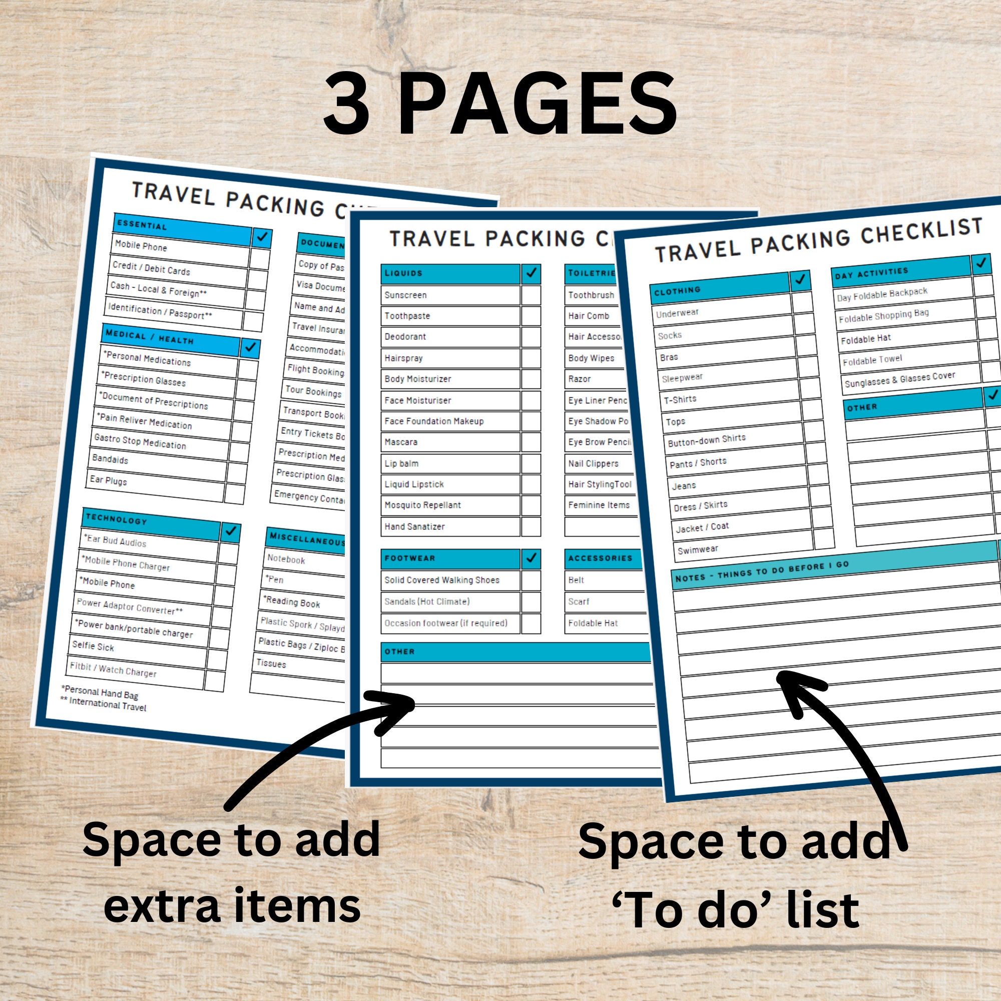 Simple Travel Packing Checklist | PDF Printable Travel Checklist ...
