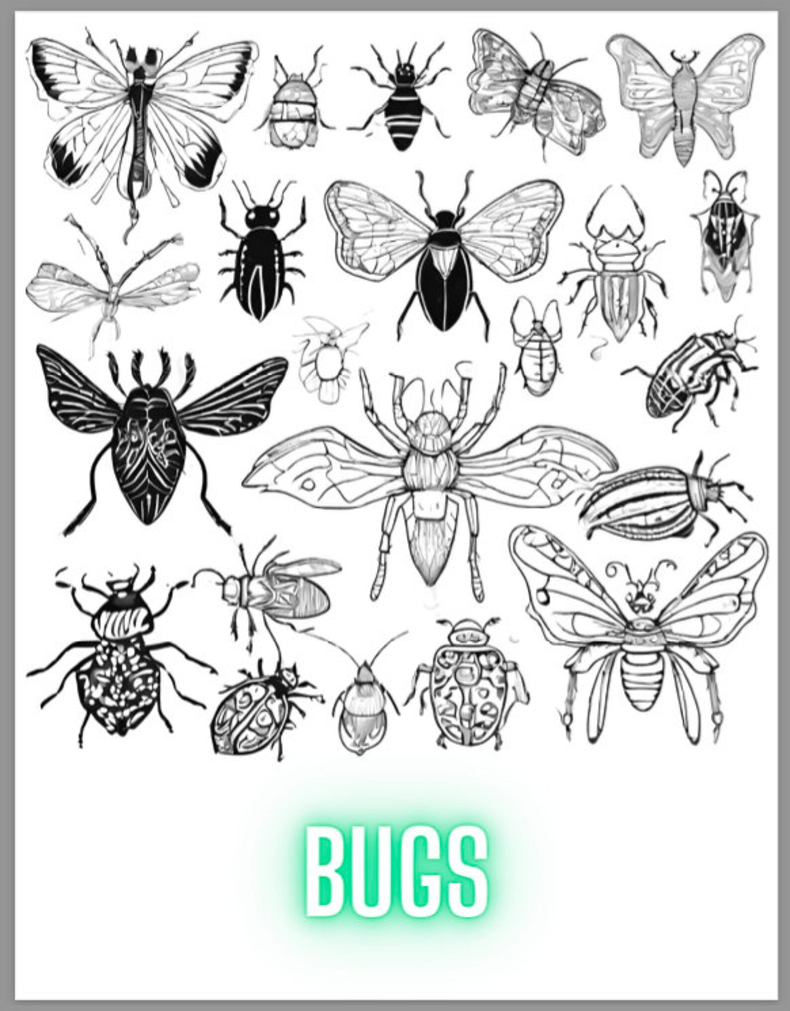 Bugs Digital Printable Kids Coloring Page Download Cartoon - Etsy