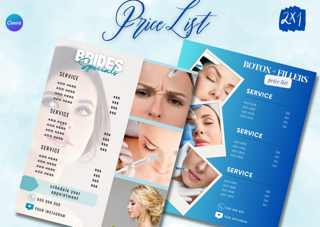 Editable Botox Price List Template | Printable Canva Design | Add QR ...