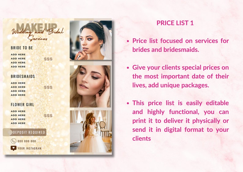 Makeup Artist Price List Canva Template – 2-in-1 Bridal & Regular ...
