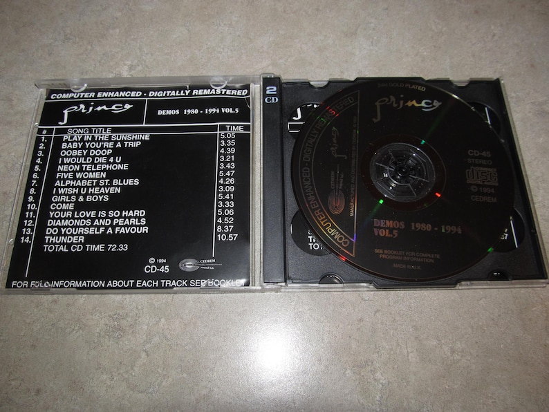 Prince - Rare 2 CD Set - Demos 1980 - 1994 Vol. 5 & 6 - Rare! - Etsy