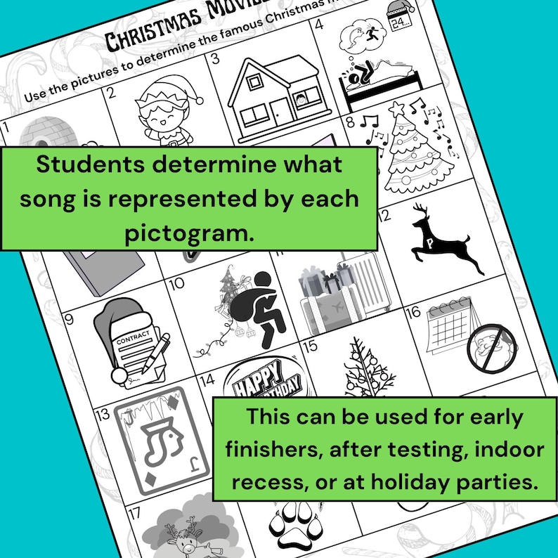 Christmas Movie Pictogram Activity: Christmas Party Game - Etsy