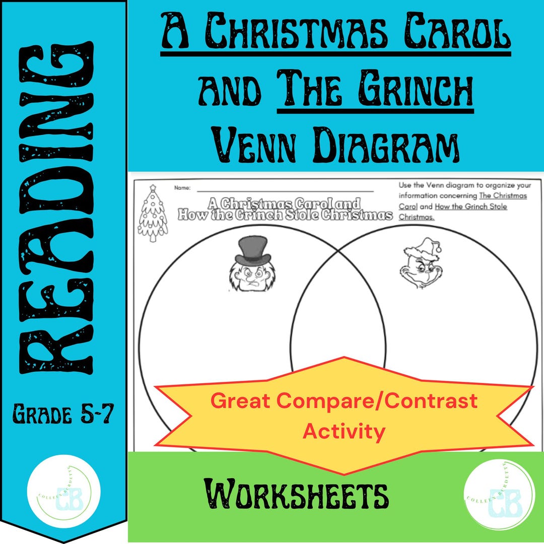 A Christmas Carol and the Grinch Venn Diagram Worksheets - Etsy