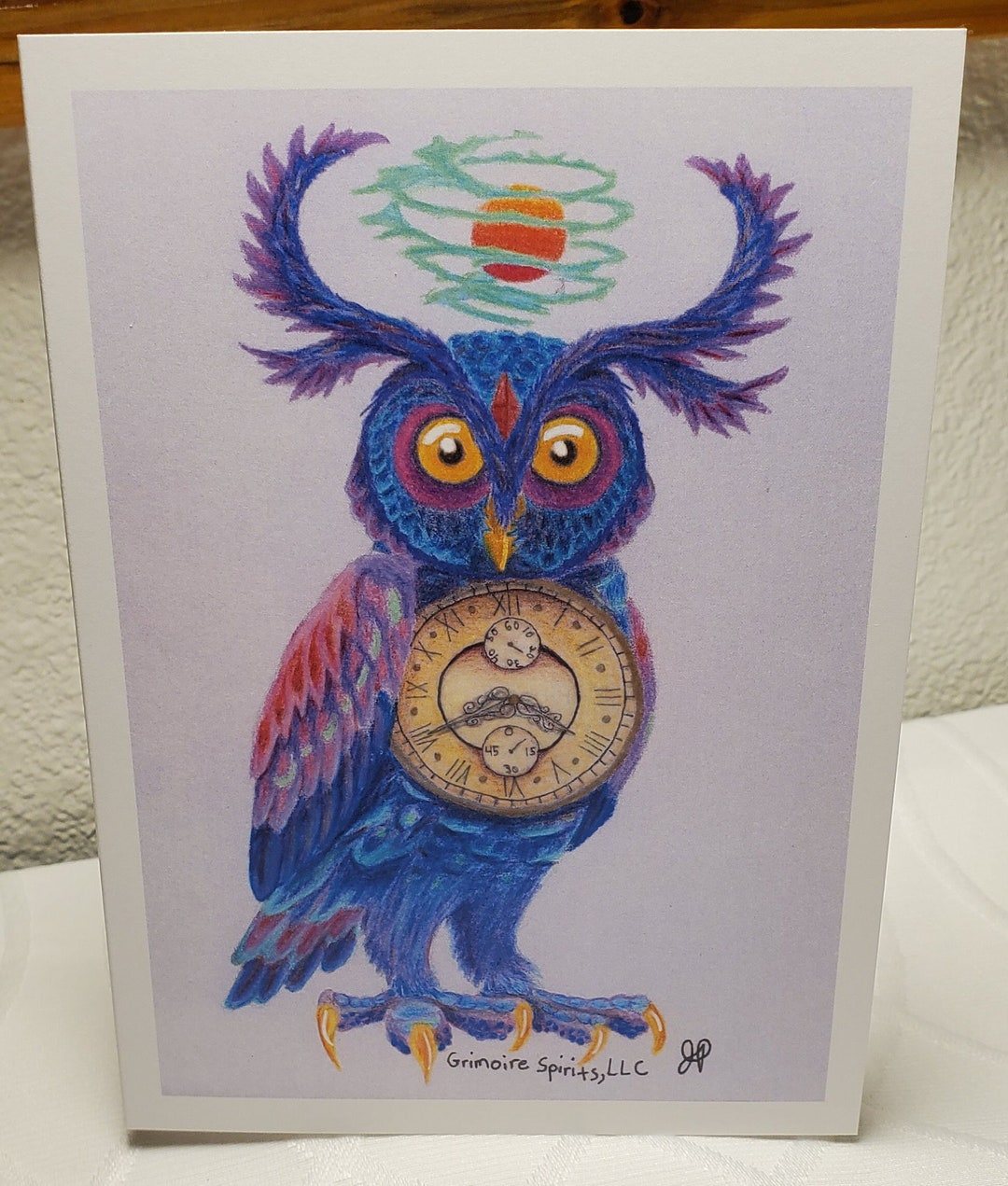 Owl Note Card Color Pencil Print - Etsy